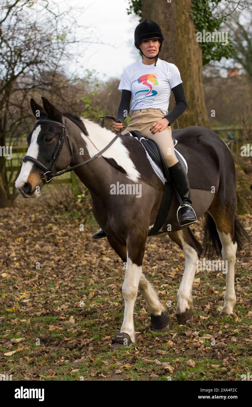Tara Palmer-Tomkinson in training today on her horse Barney at Cardiff ...