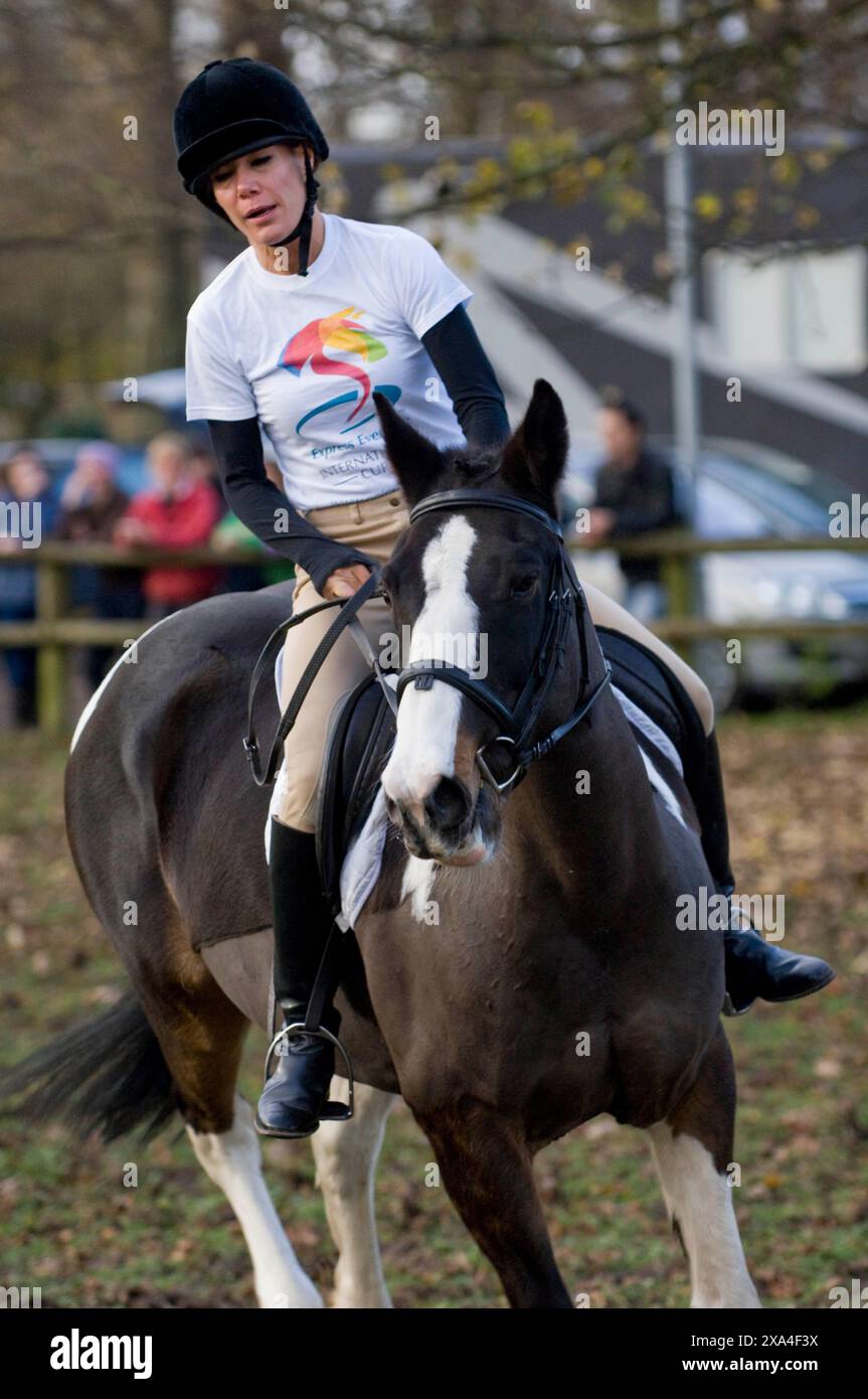 Tara Palmer-Tomkinson in training today on her horse Barney at Cardiff ...