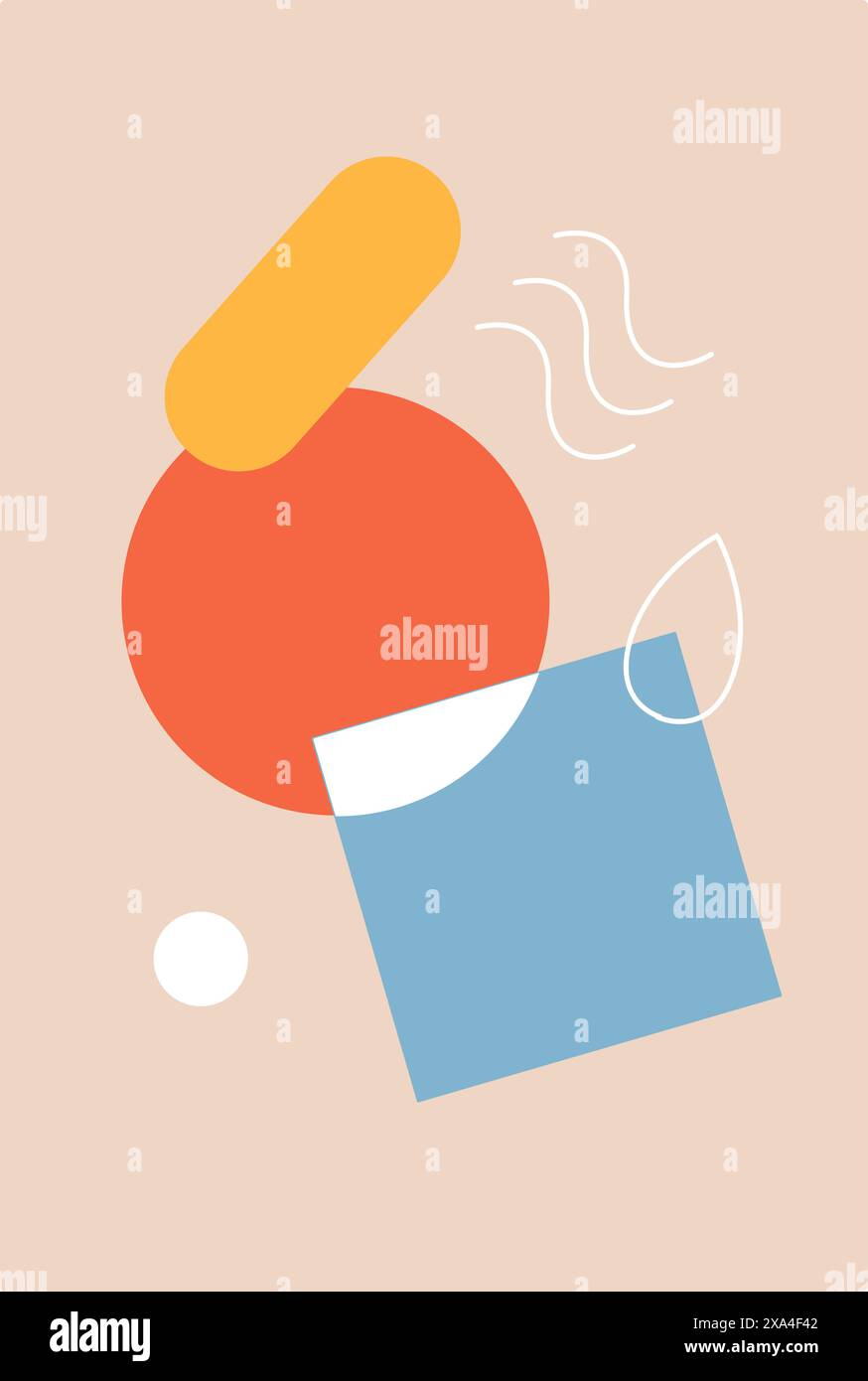 Geometric shapes composition vertical banner. Colorful geometrical ...