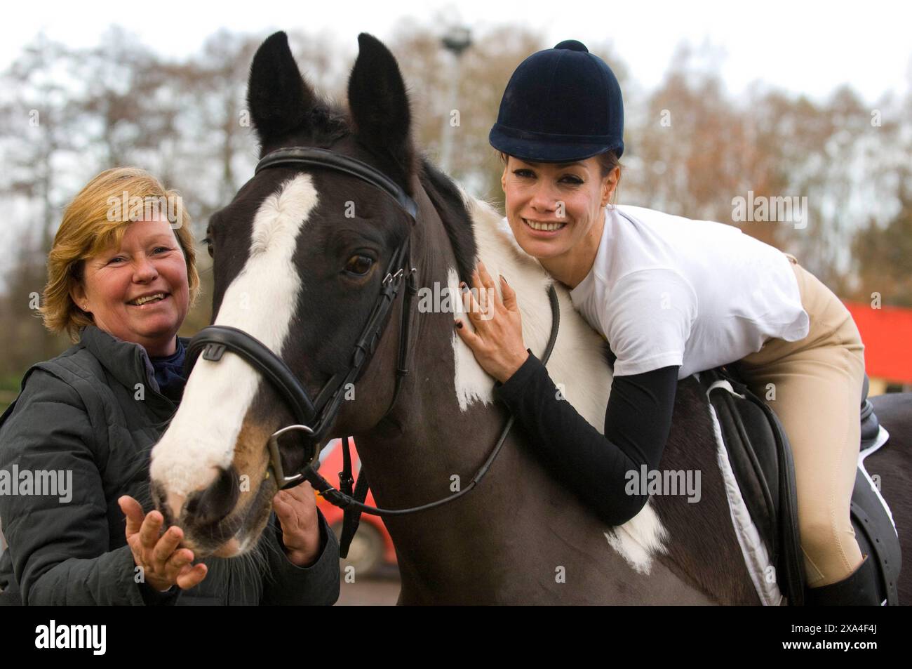 Tara Palmer-Tomkinson in training today on her horse Barney at Cardiff ...