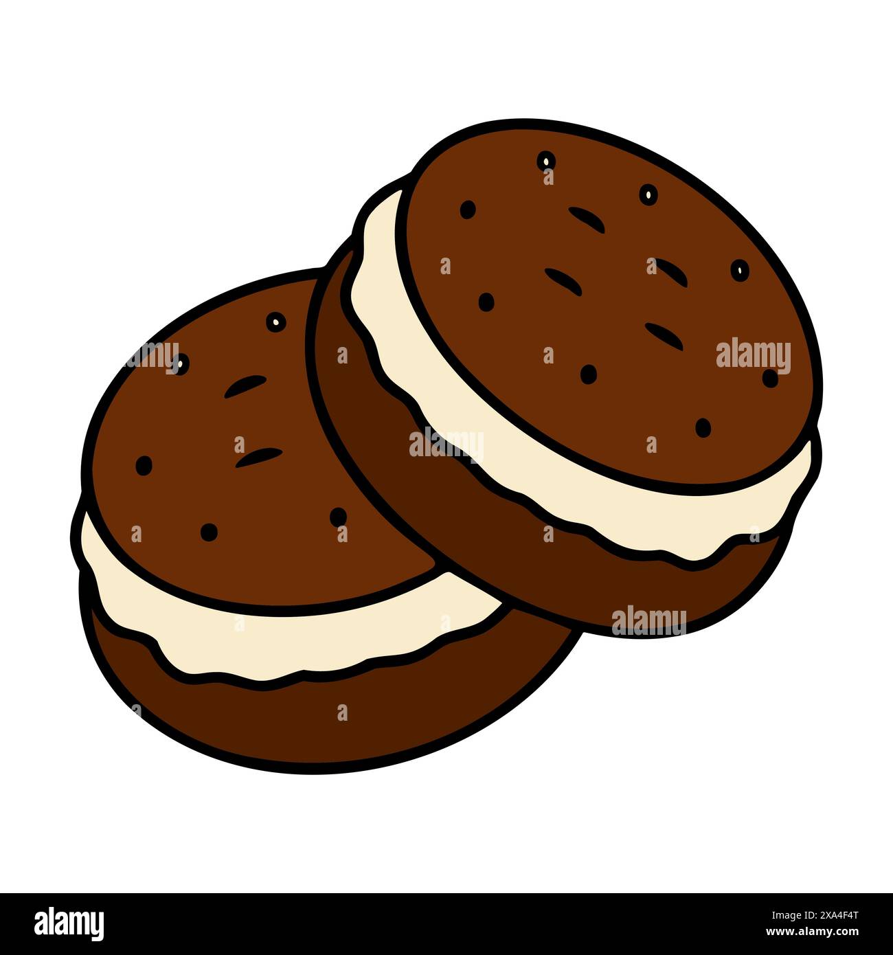 Chocolate cookies and cream filling, isolated on white background, icon ...