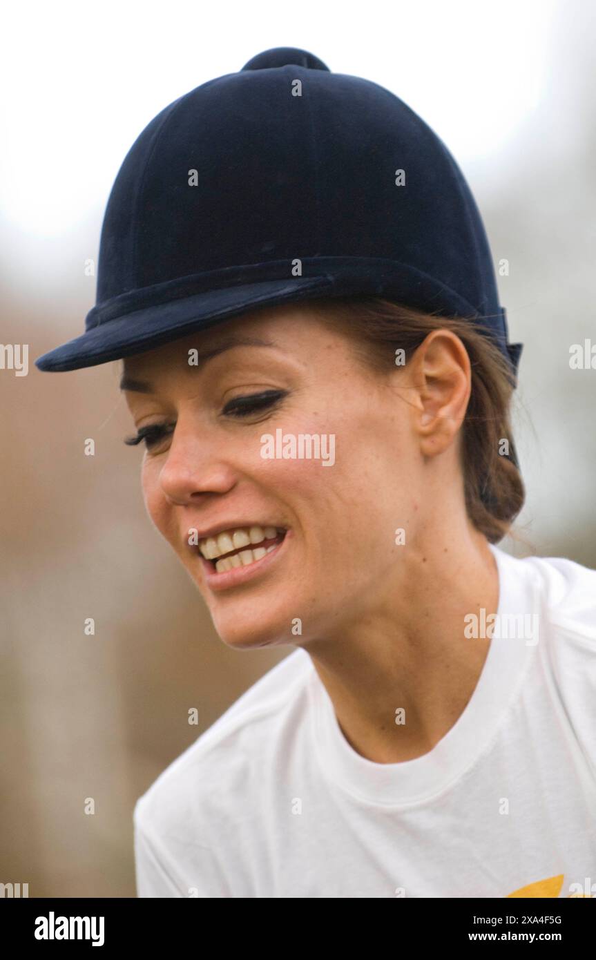 Tara Palmer-Tomkinson in training today on her horse Barney at Cardiff ...