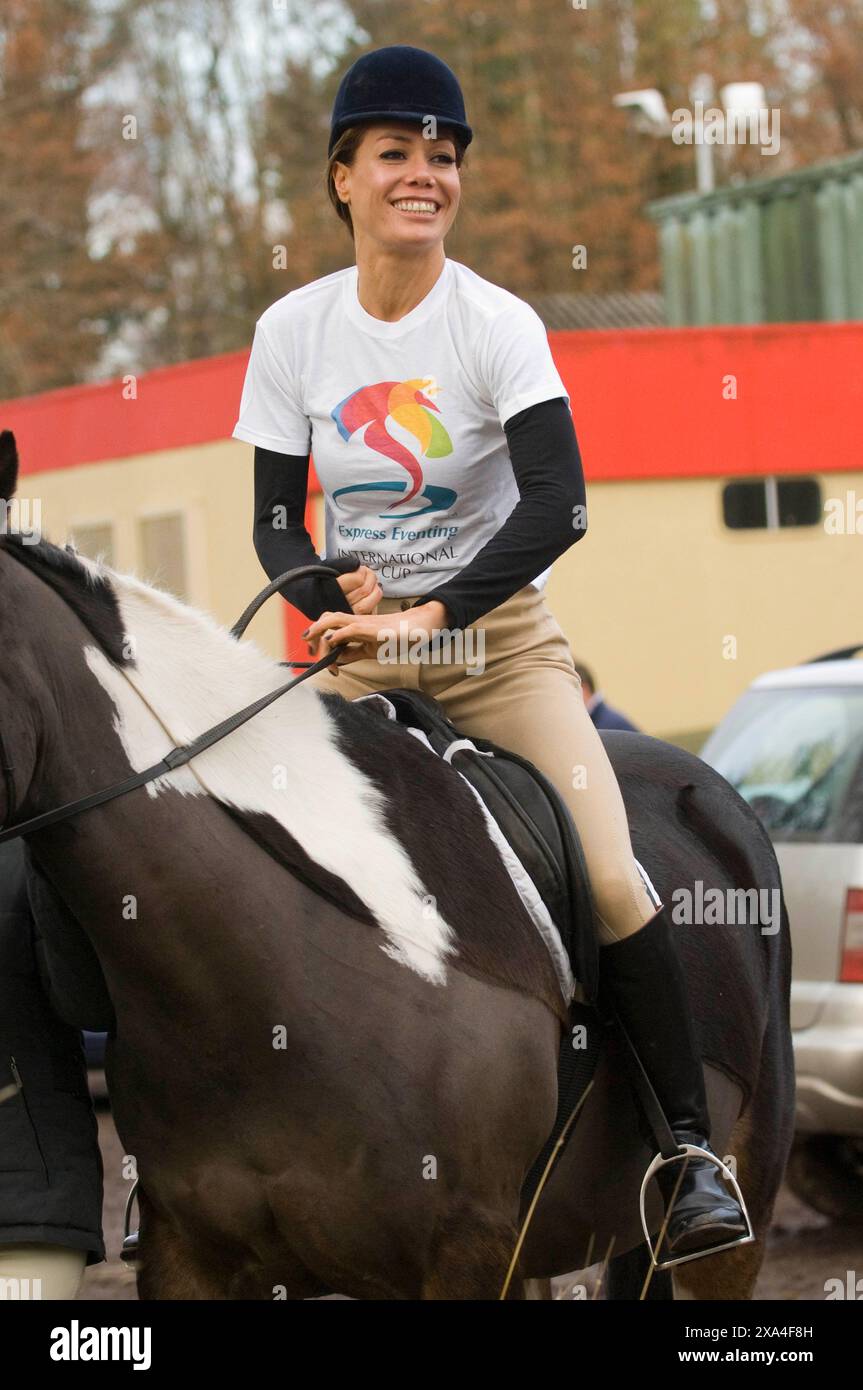 Tara Palmer-Tomkinson in training today on her horse Barney at Cardiff ...