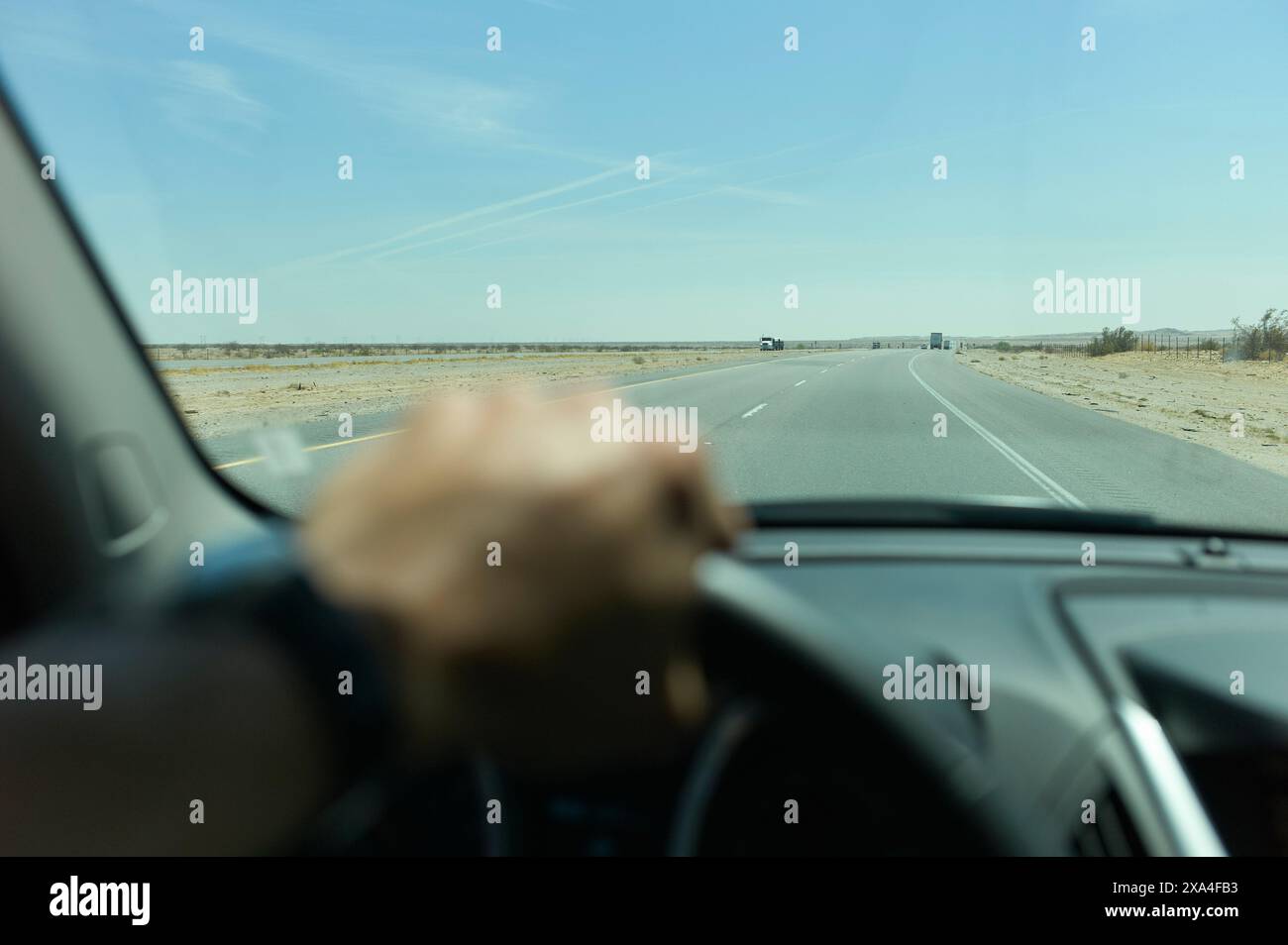 Drivers hand steering wheel seen interior car hi-res stock photography ...