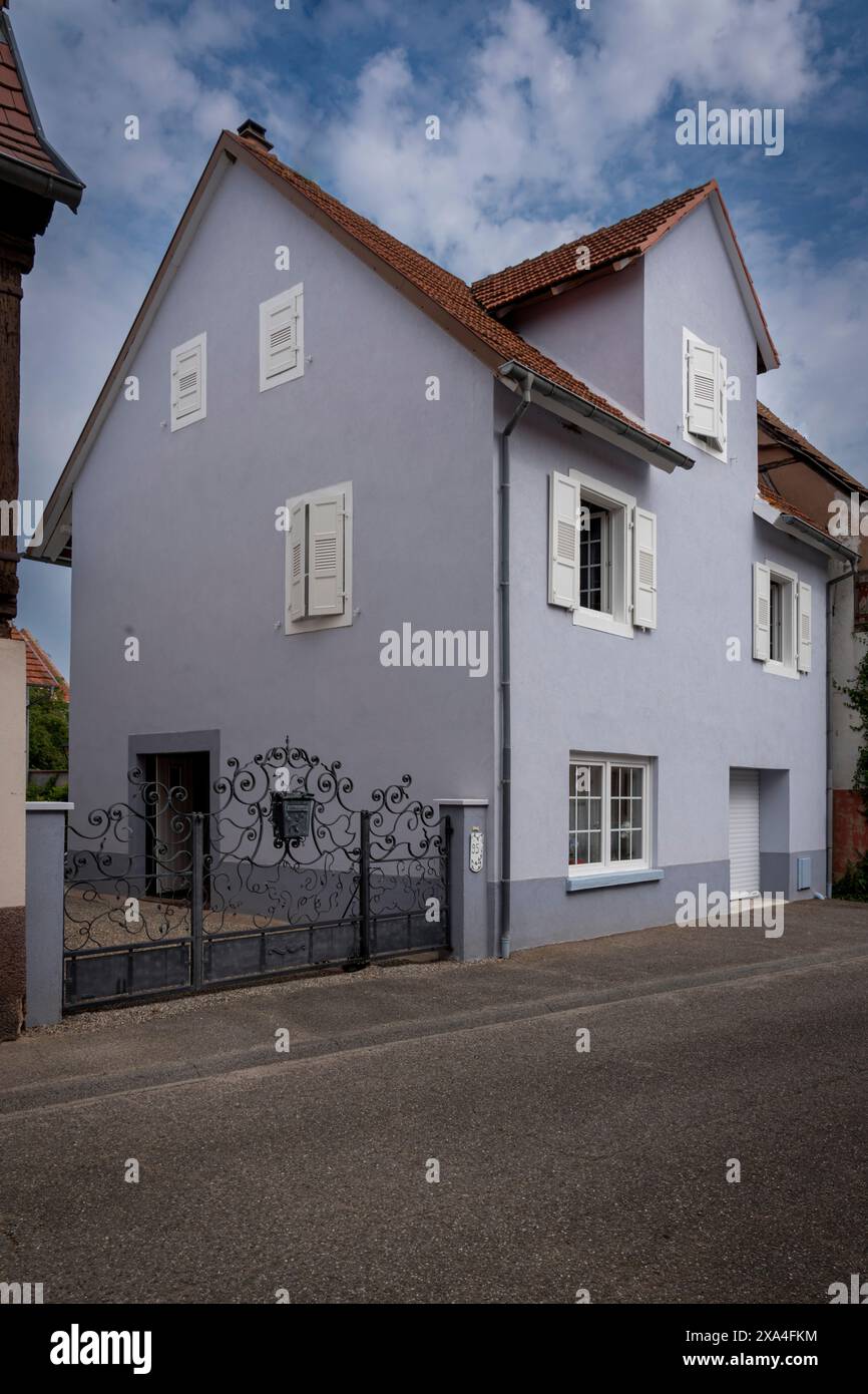 Goxwiller, France - 06 29 2023: View of a typical colorful Alsacian ...