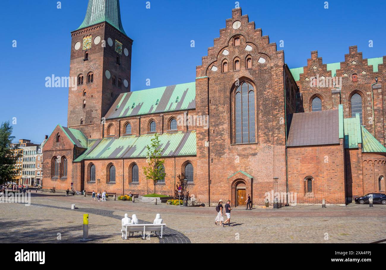 Historic Domkirke church on the market square in Aarhus, Denmark Stock ...