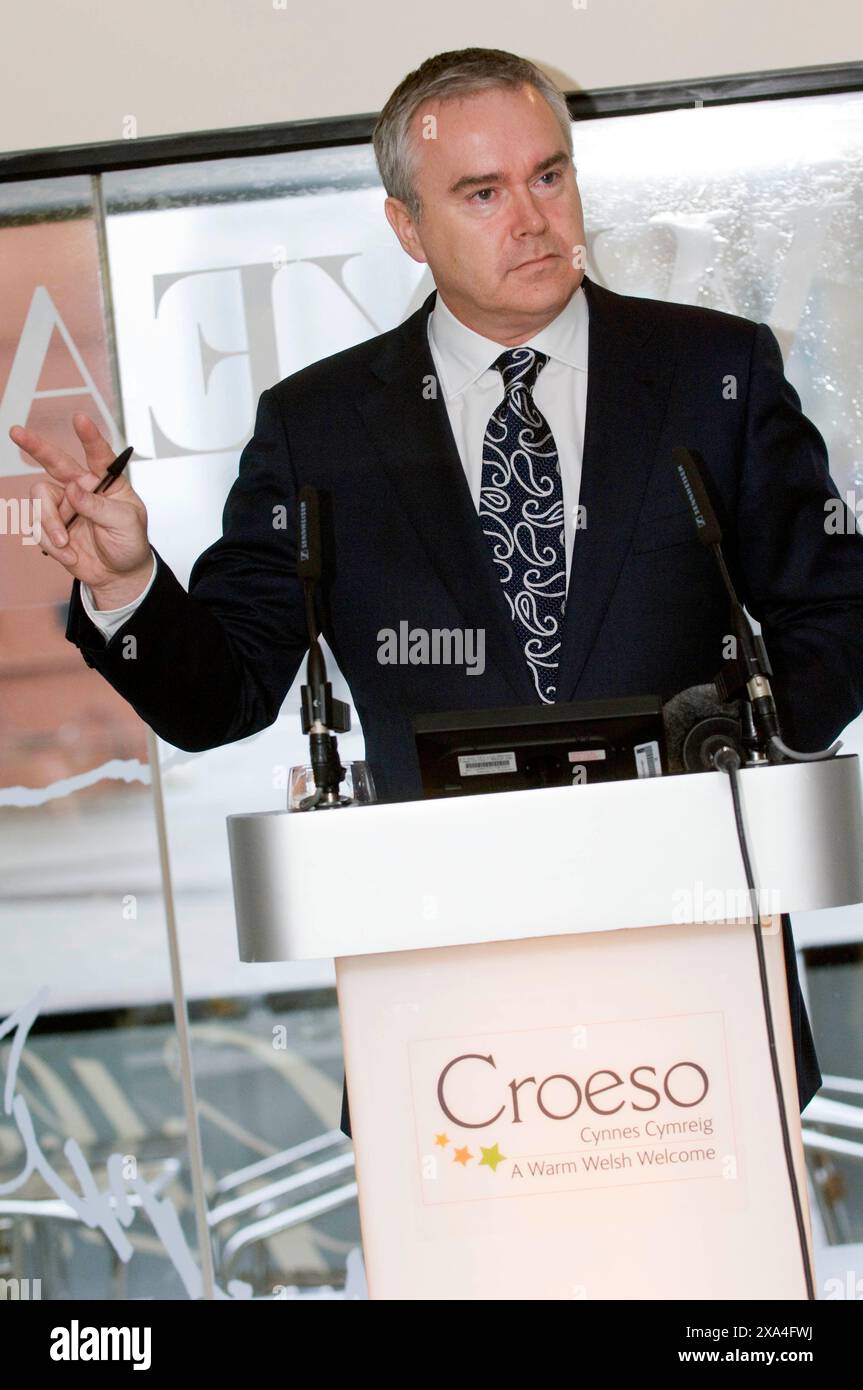 BBC News anchor Huw Edwards speaking at the launch of " A Warm Welsh ...