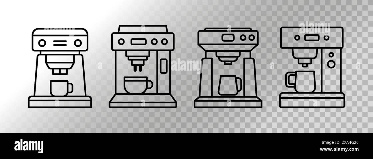 Coffee maker machine brewing icons set. For social media logo, user ...