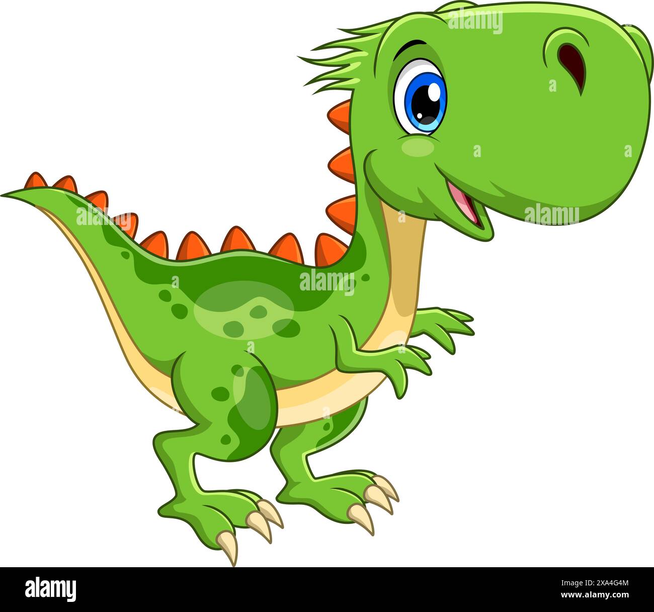 Happy dinosaur cartoon vector illustration on white background Stock ...