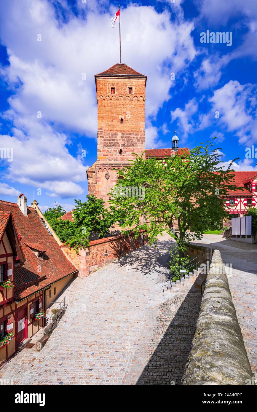 Nuremberg, Germany. Old town Kaiserburg and Heathen Tower, beautiful ...