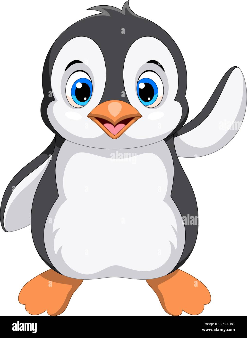Vector illustration of cute baby penguin cartoon isolated on white ...