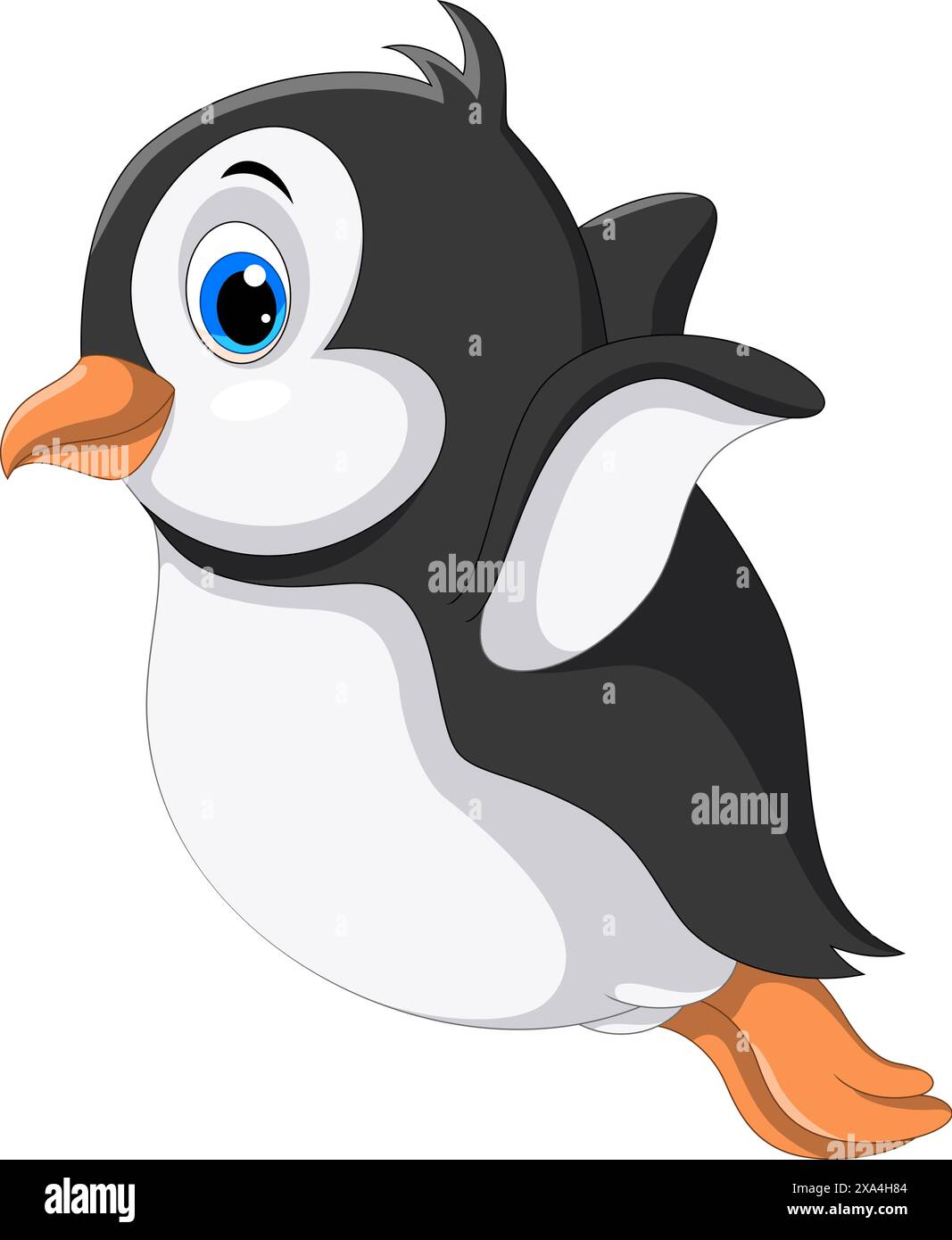 Vector illustration of cute baby penguin cartoon isolated on white ...