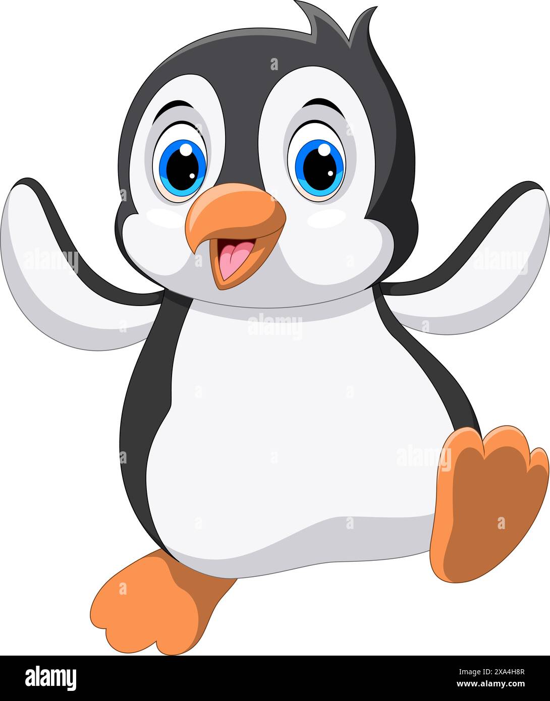 Vector illustration of cute baby penguin cartoon isolated on white ...