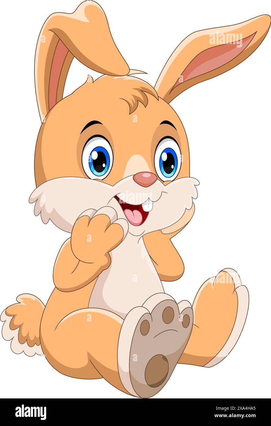 Happy bunny cartoon isolated on white background Stock Vector Image ...