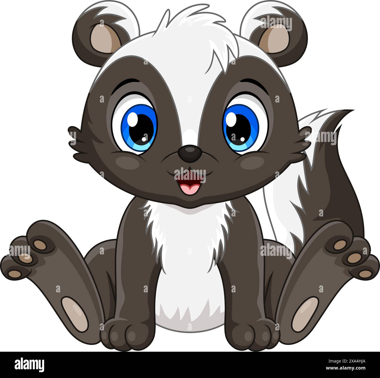 Cartoon cute baby skunk sitting isolated on white background Stock ...