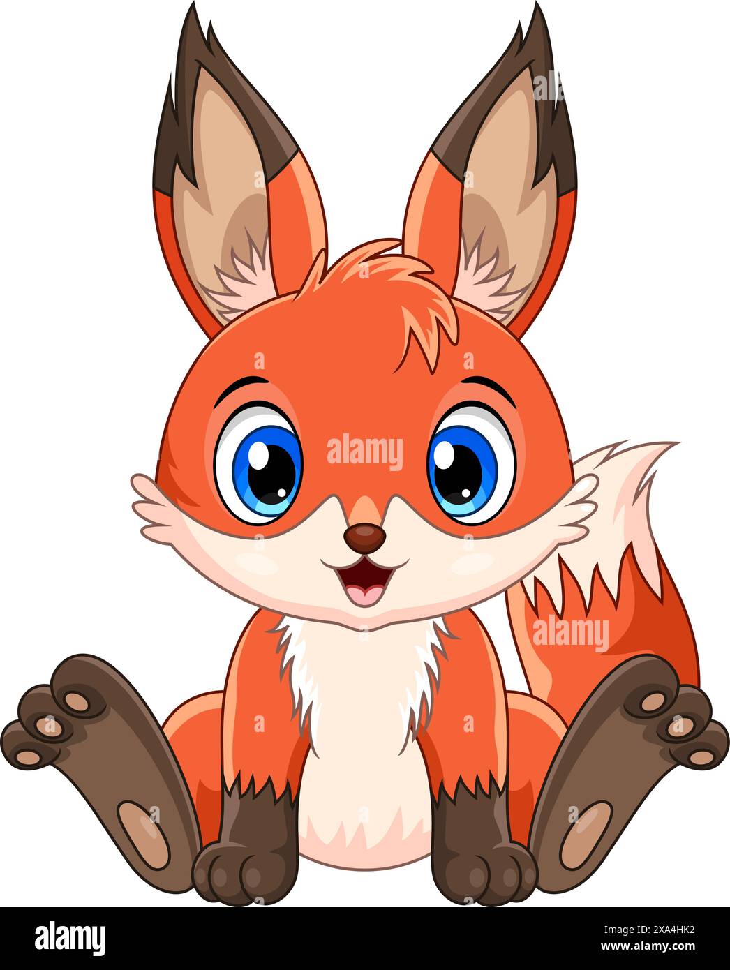 Cartoon cute baby fox sitting isolated on white background Stock Vector ...