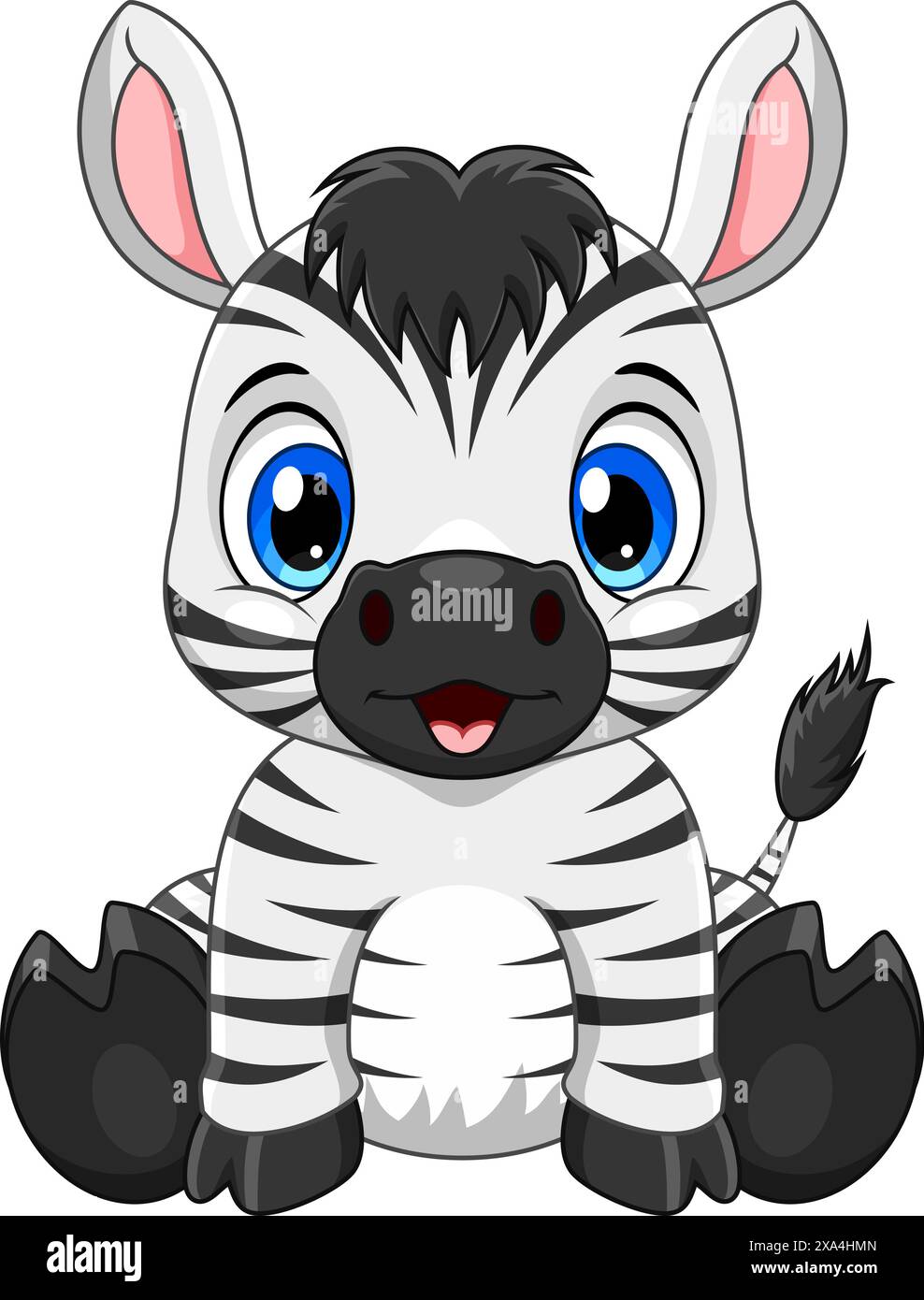 Cartoon cute baby zebra sitting isolated on white background Stock ...