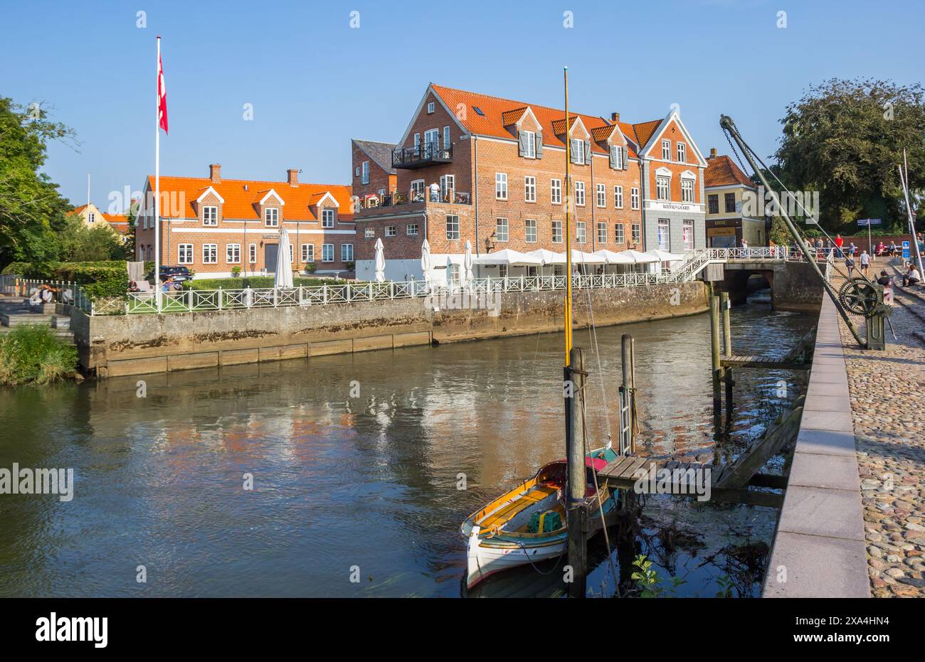 Little sailing boat in the River A in Ribe, Denmark Stock Photo - Alamy