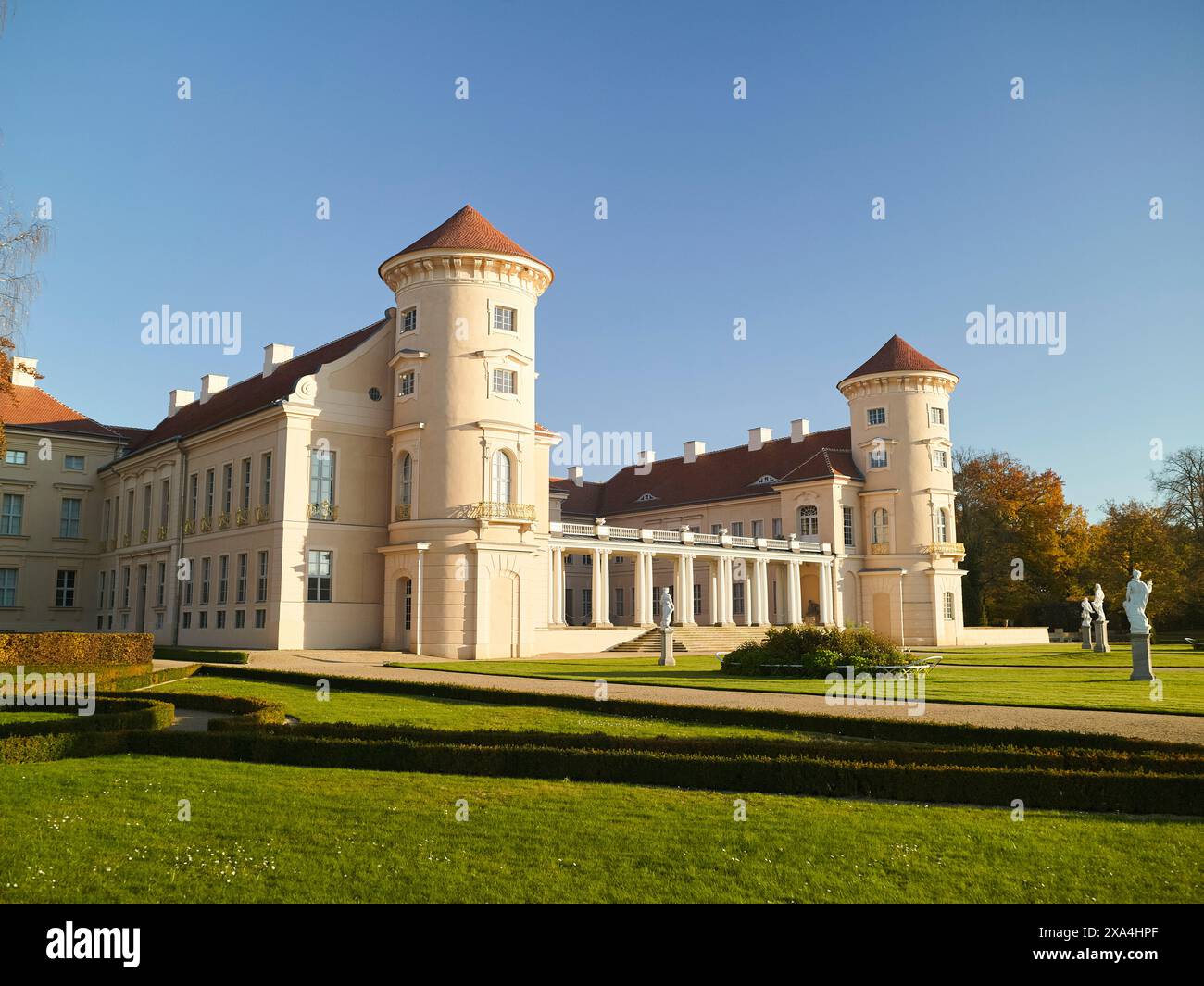 Grand historic mansion two prominent towers symmetrical architecture ...