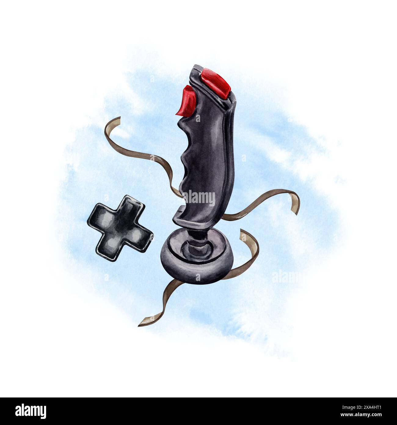 Vintage gaming console black joystick and gaming button composition ...