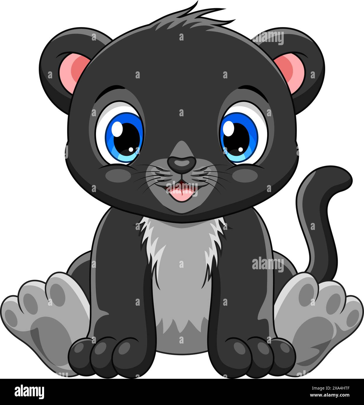 Cute baby panther cartoon isolated on white background Stock Vector ...