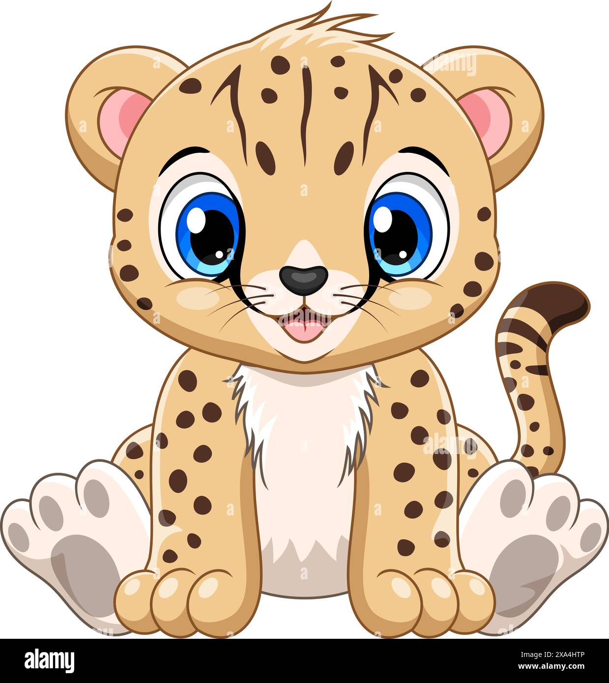 Cute baby cheetah cartoon isolated on white background Stock Vector ...