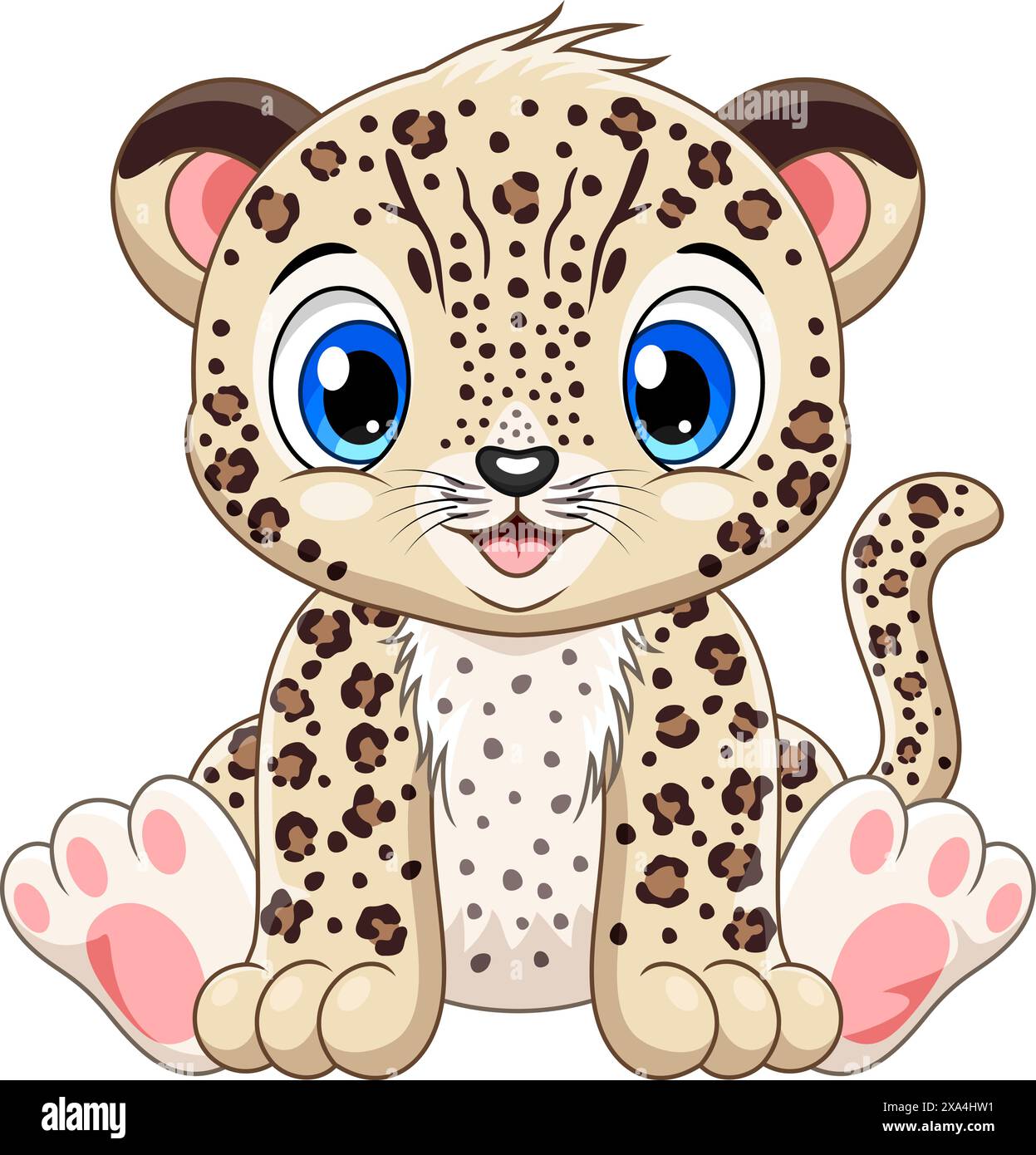 Cute baby leopard cartoon isolated on white background Stock Vector ...