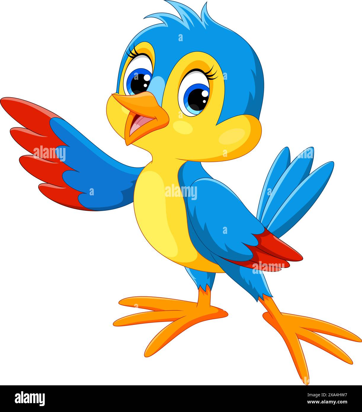 Cute blue bird cartoon isolated on white background Stock Vector Image ...