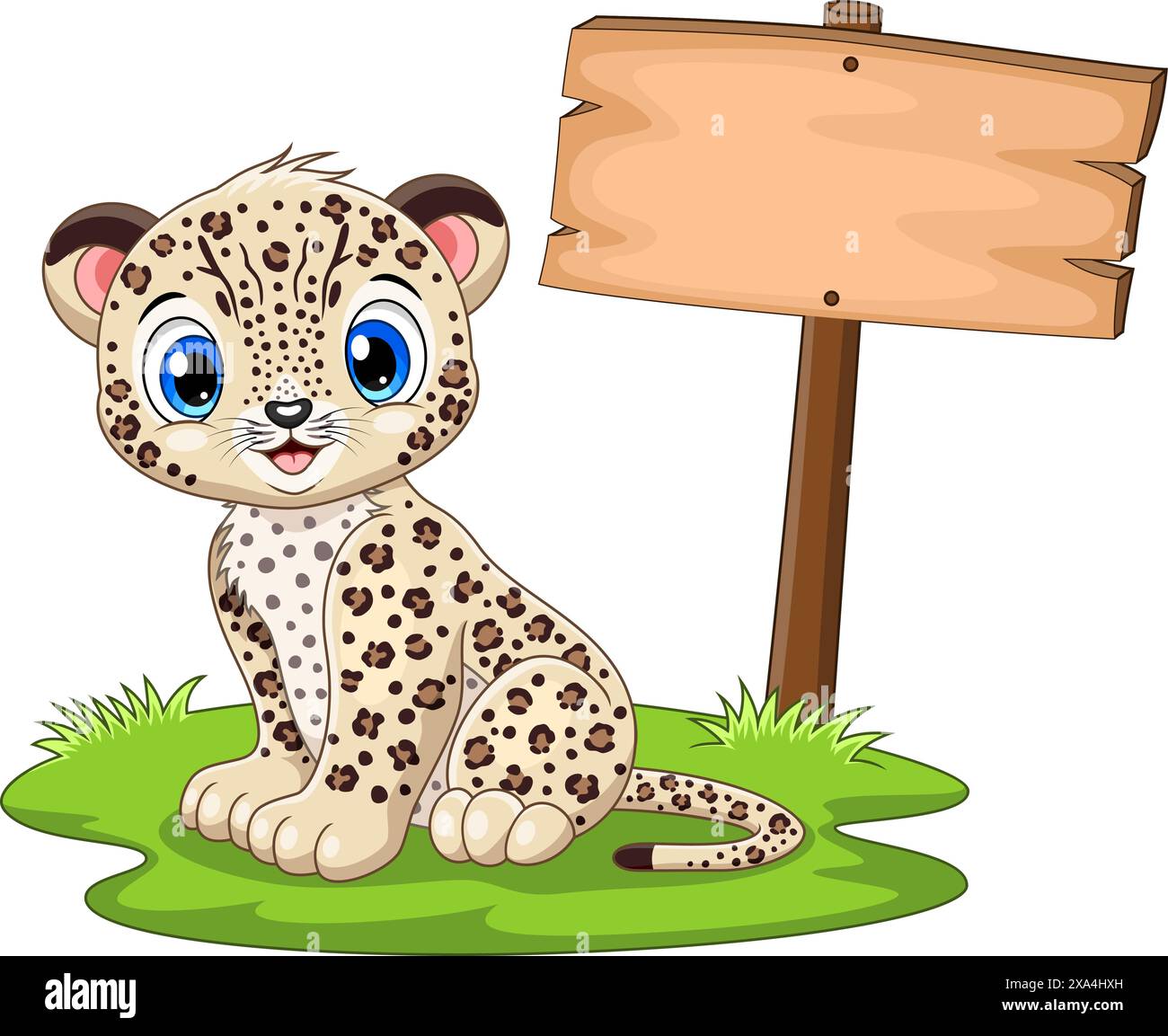 Cute baby leopard cartoon isolated on white background Stock Vector ...