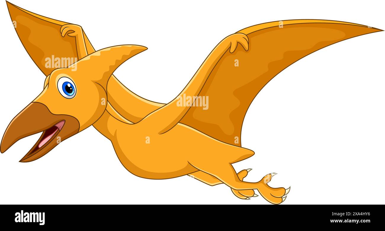 Cute Pterodactyl Dinosaur vector illustration cartoon on white ...