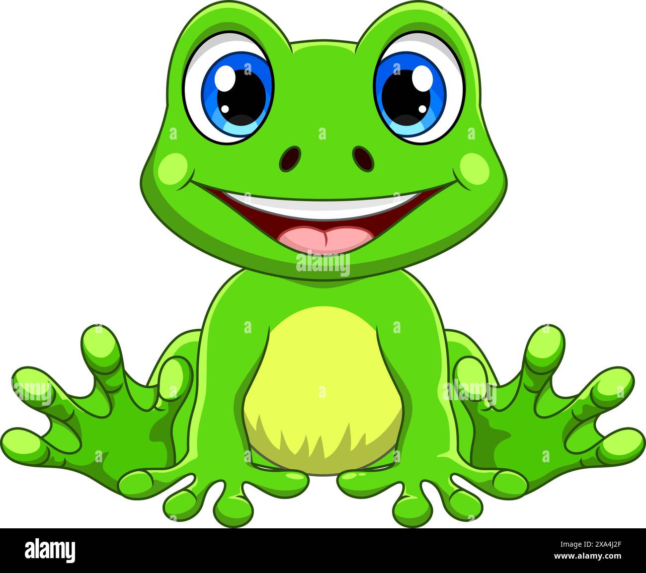 Cartoon cute baby frog sitting isolated on white background Stock ...