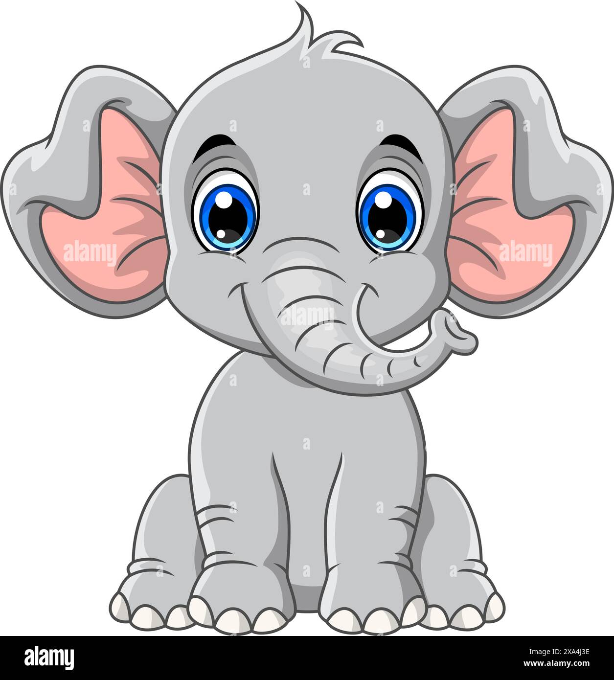 Vector illustration of cute elephant cartoon isolated on white ...
