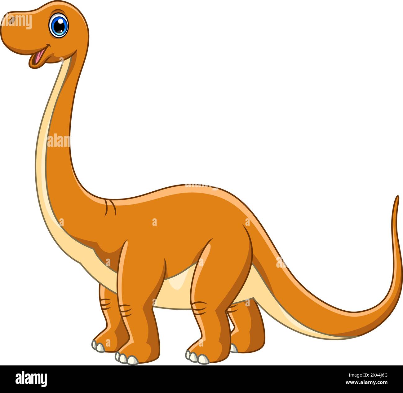 Cartoon funny Brontosaurus dinosaur isolated on white background Stock ...