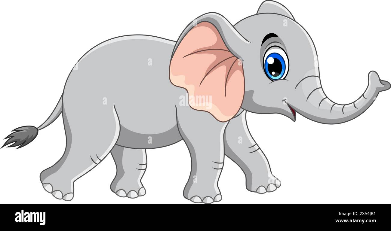 Vector illustration of cute elephant cartoon isolated on white ...