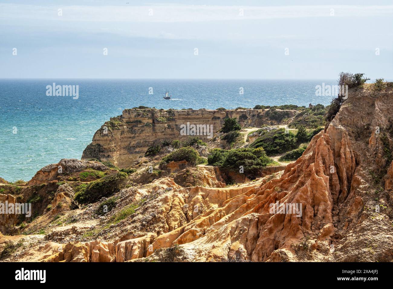 Praia da Marinha Beach among rock islets and cliffs seen from Seven ...