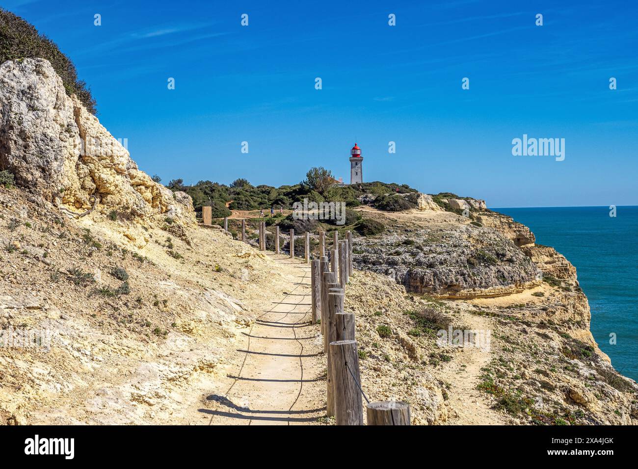 Portuguese coast in Benagil, Algarve, Portugal. Farol de Alfanzina ...