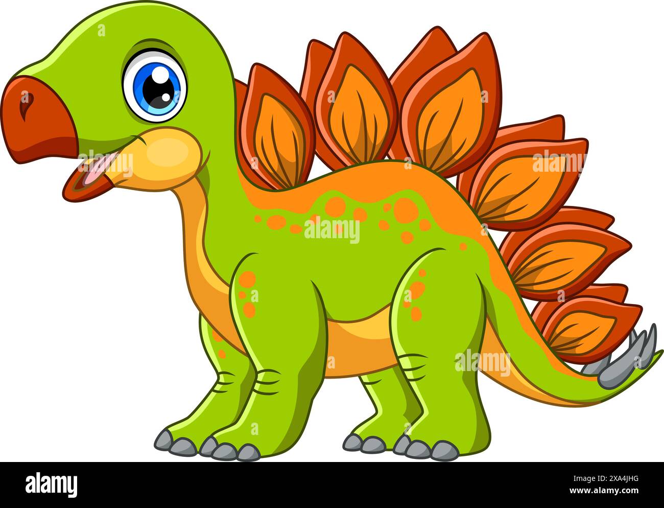 Cute stegosaurus cartoon vector illustration on white background Stock ...