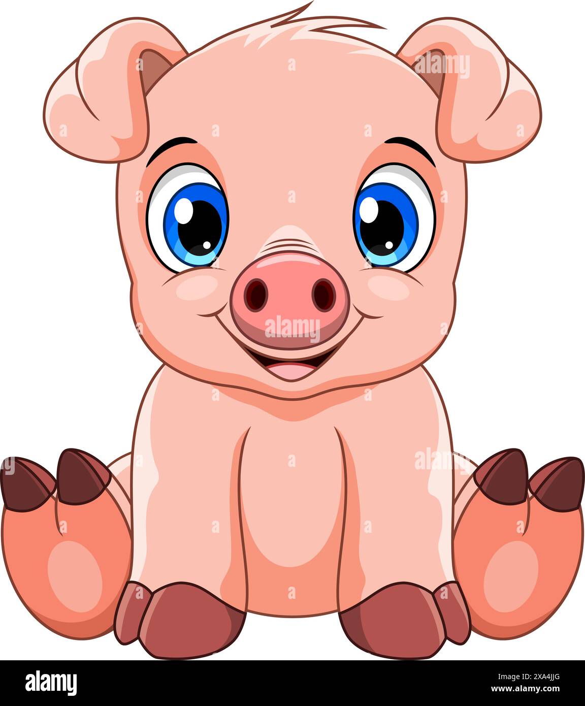 Vector illustration of cute pig cartoon isolated on white background ...