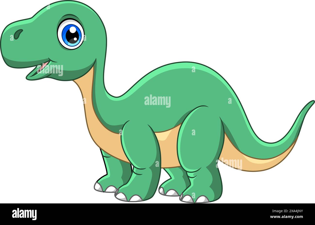 Cartoon funny Brontosaurus dinosaur isolated on white background Stock Vector Image & Art - Alamy