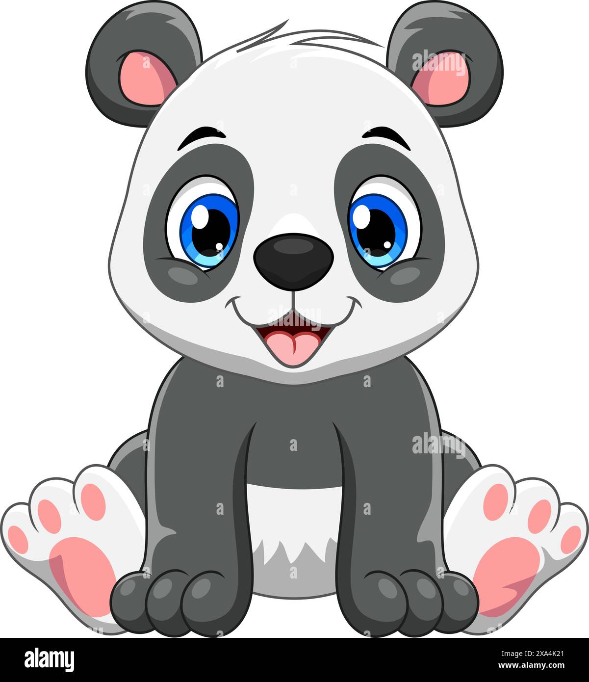 Vector illustration of Funny little panda smiling on a white background ...