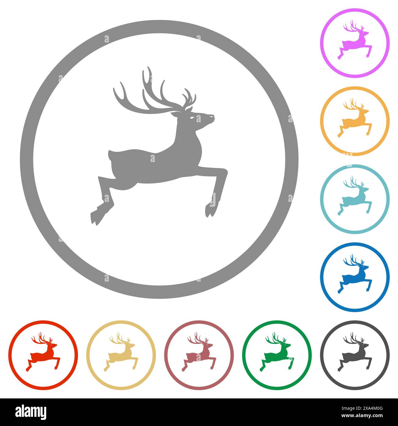 Deer side view solid flat color icons in round outlines on white background Stock Vector Image ...