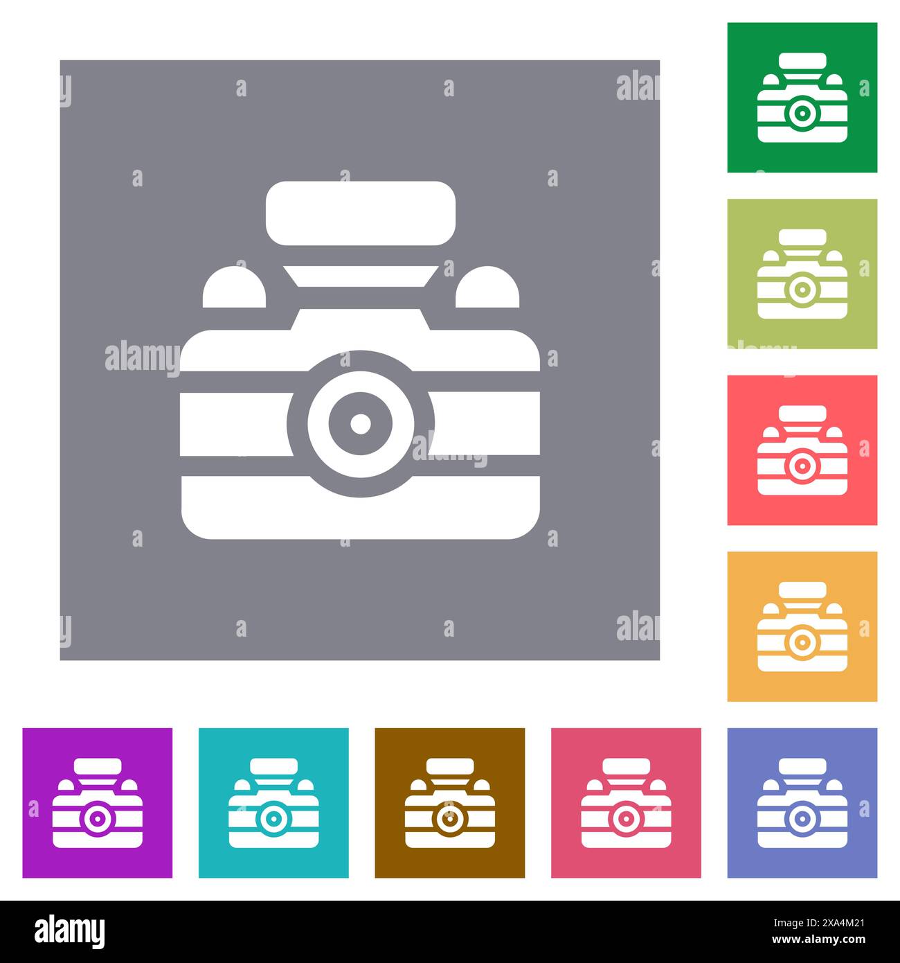 Camera solid flat icons on simple color square backgrounds Stock Vector ...
