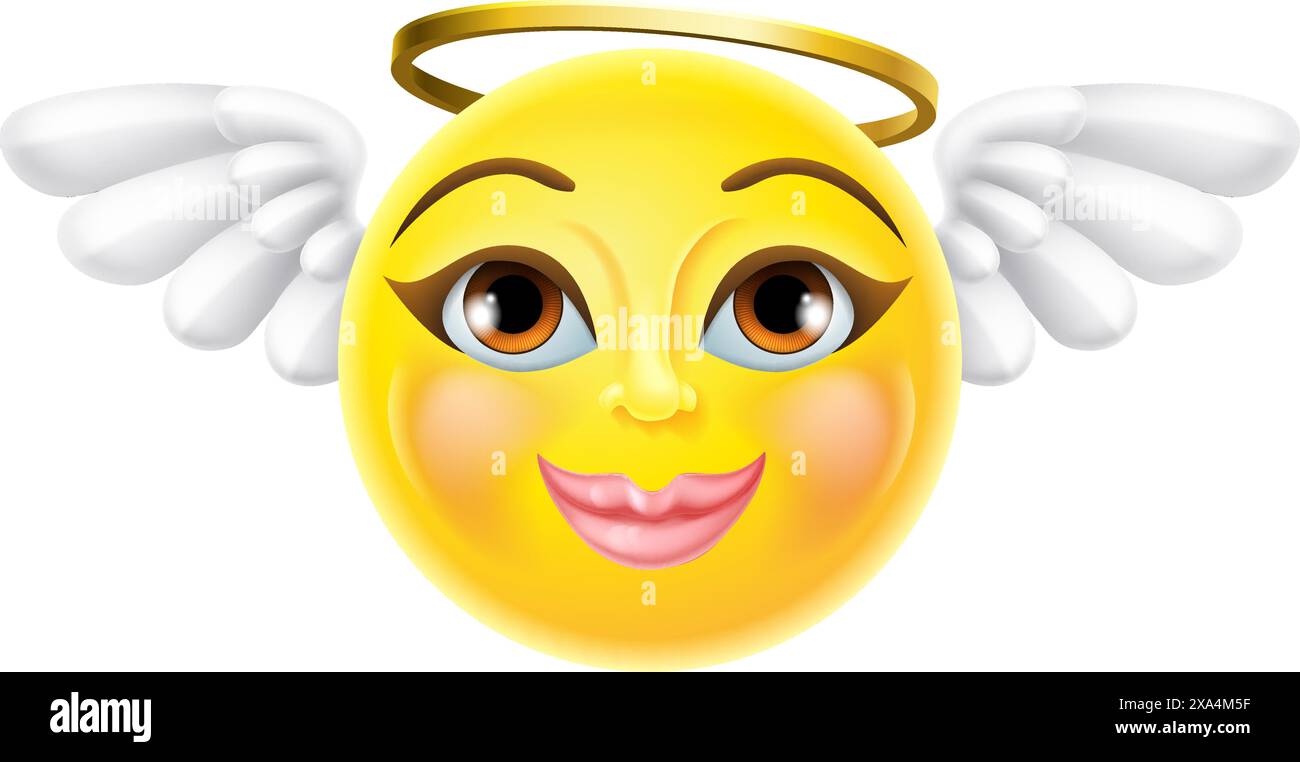 Angel Emoji Emoticon Woman Female Cartoon Icon Stock Vector Image & Art ...