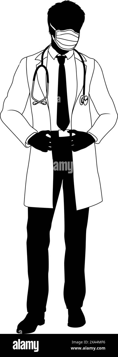 Doctor Man Medical Silhouette Healthcare Person Stock Vector Image ...