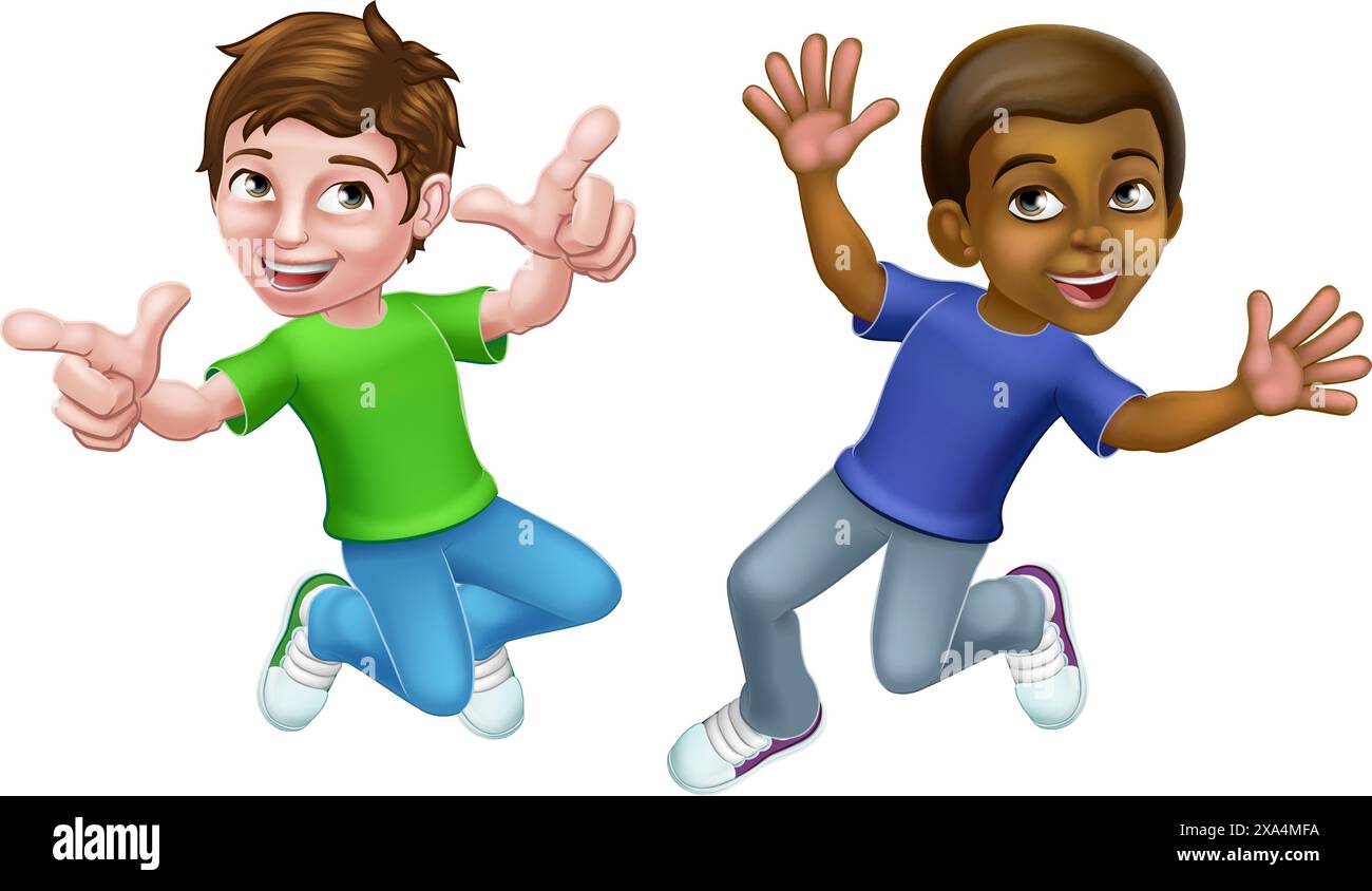 Jumping Boys Kids Children Cartoon Stock Vector Image & Art - Alamy