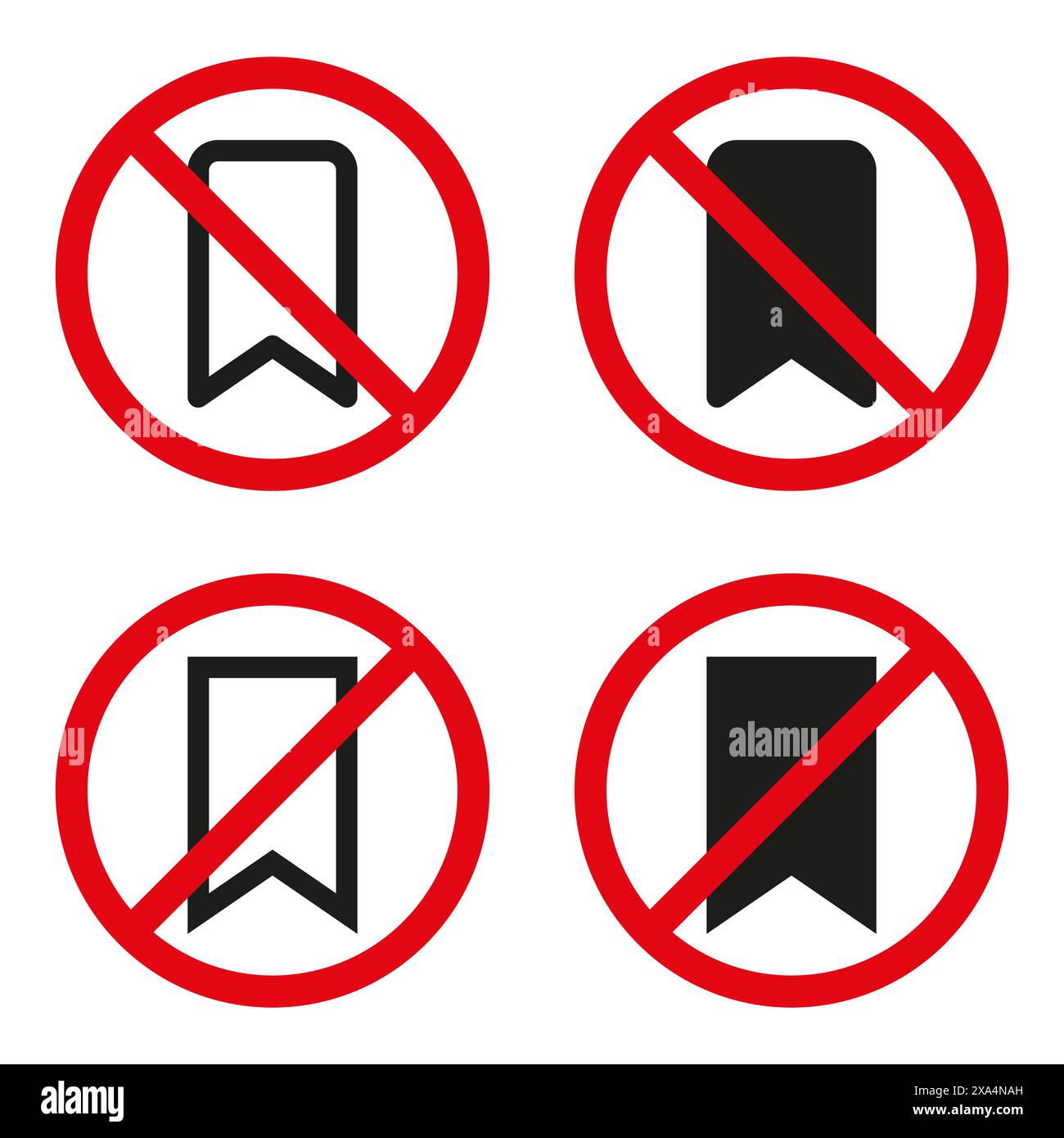 No bookmarks sign set. Prohibited marker icons. Vector forbidden ...