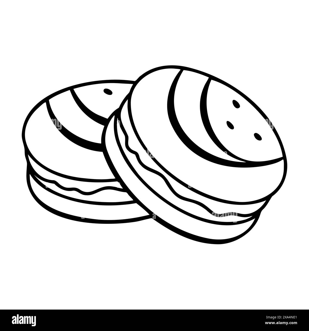 Cookies contour doodle drawing, isolated on white background. Vector ...