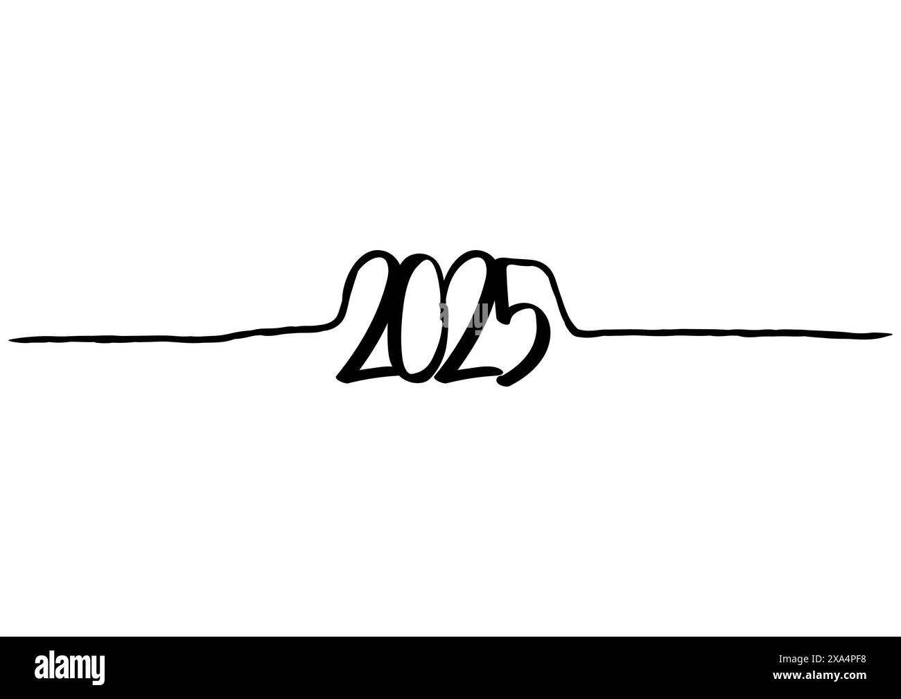 Line art, lettering 2025, new year, , one continuous line drawing. for ...