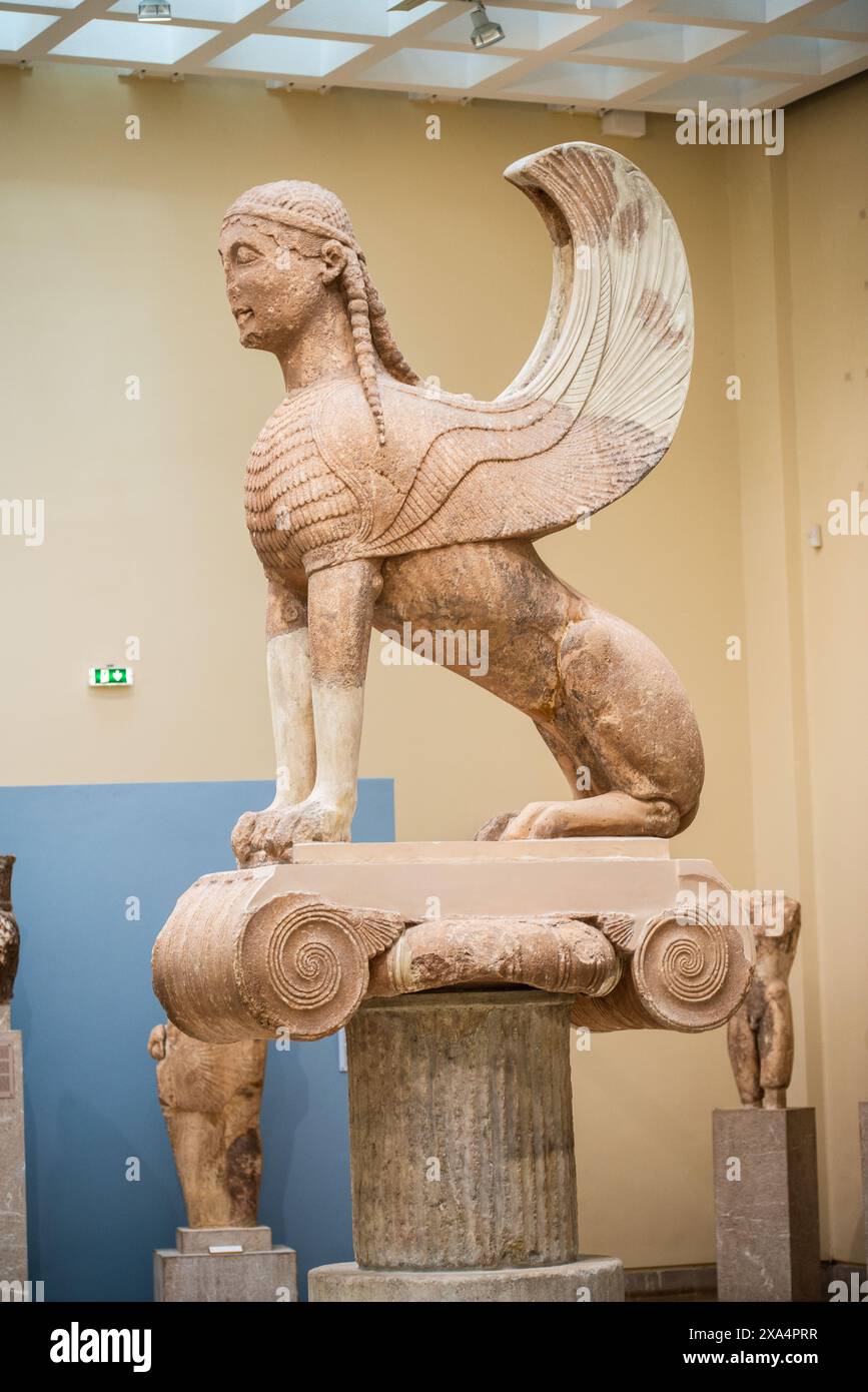 Sphinx of Naxos, Delphi Archaeological Museum, Greece Stock Photo - Alamy