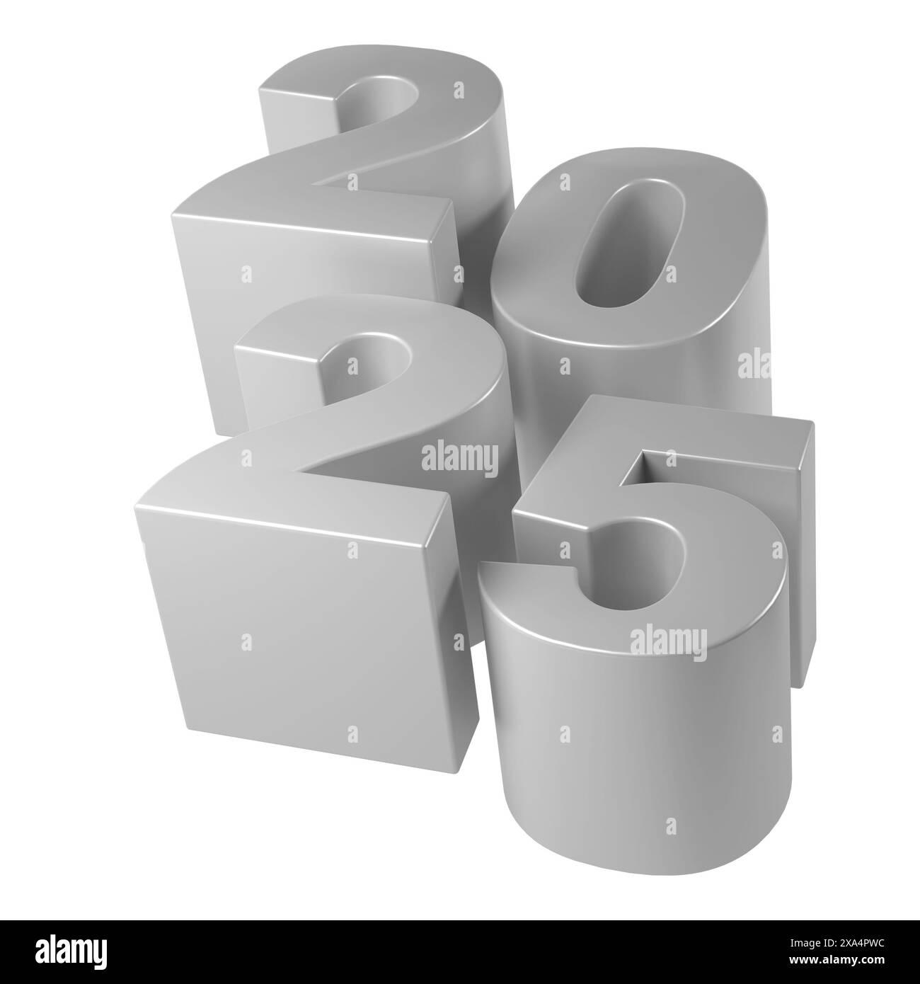 Happy New Year 2025 with shiny silver 3D numbers. Holiday christmas ...